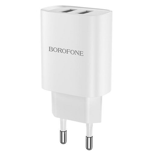 Сетевой адаптер питания Borofone BN2 Super Fast 2 USB-порта, белый