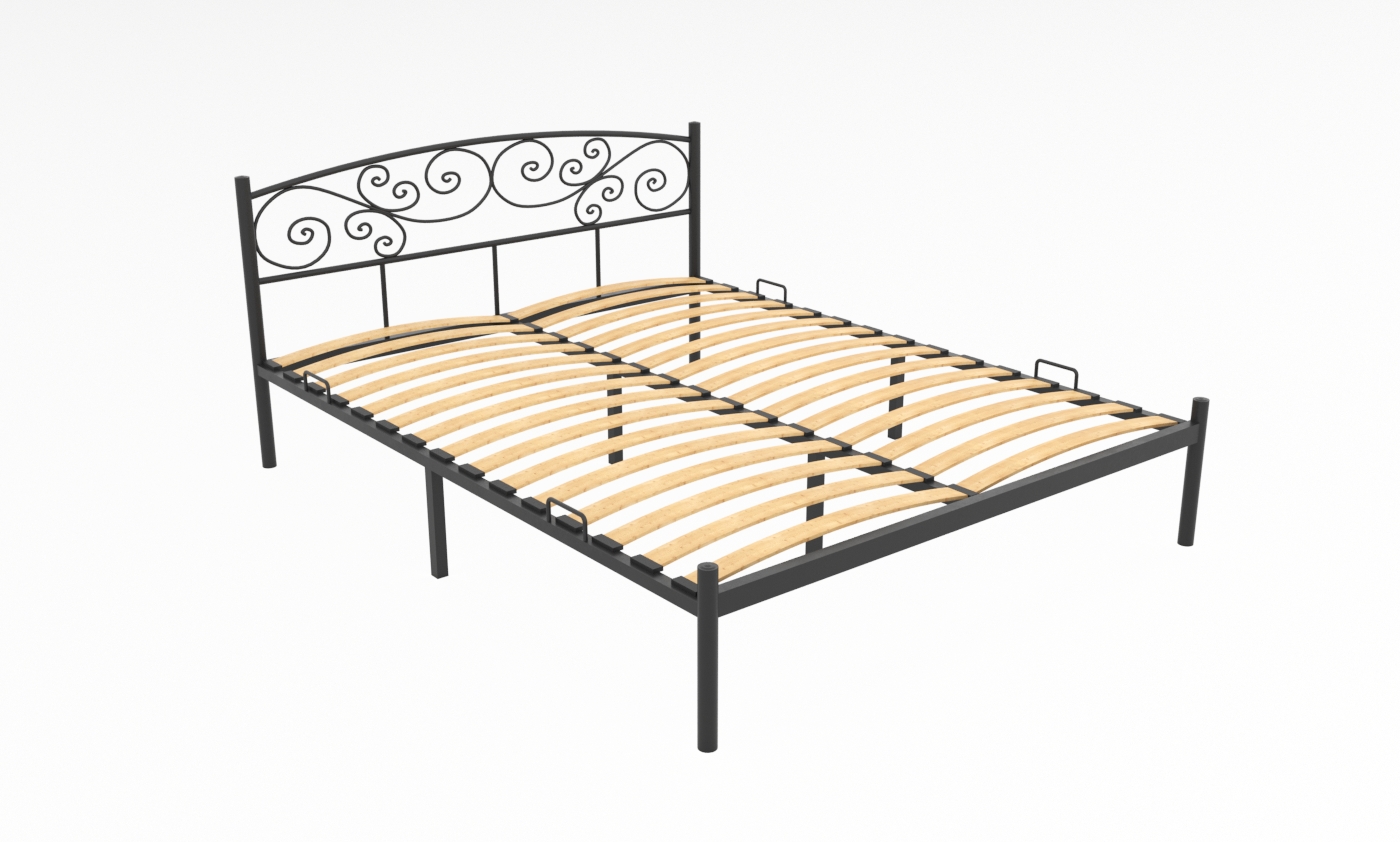 Кровать двуспальная Князев-Мебель Лилия 160х200 см, 883077, коричневый муар