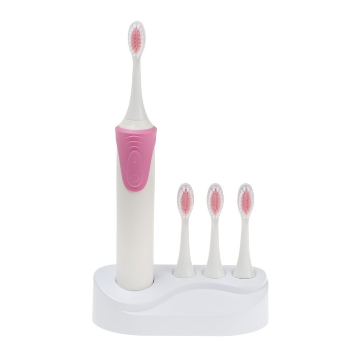 Электрическая зубная щётка Luazon LP-009, вибрационная, 8500 дв/мин, 4 насадки, 2хАА,розов