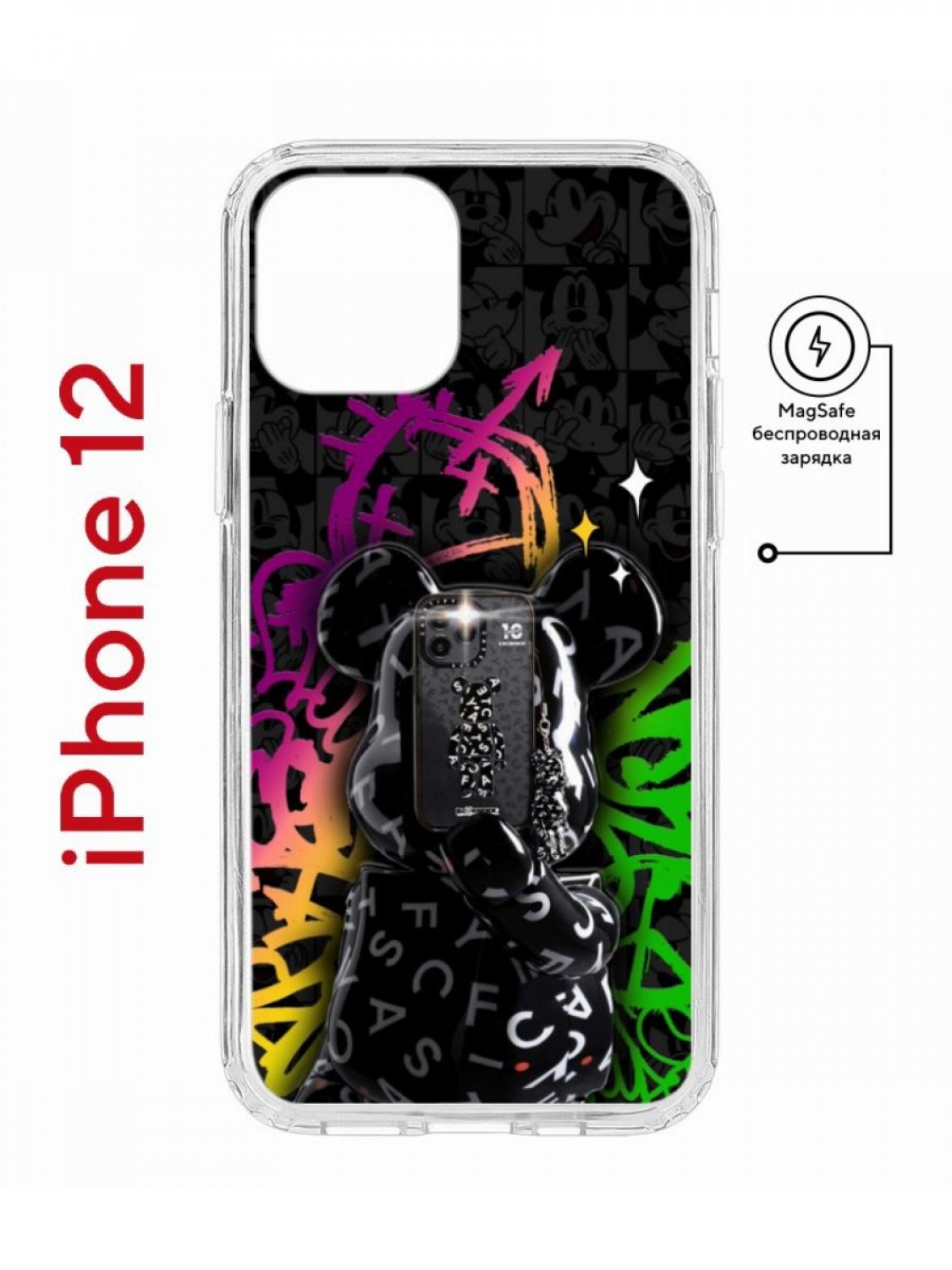 Чехол на iPhone 12/12 Pro MagSafe с принтом Kruche Print Микки Маус с магнитом