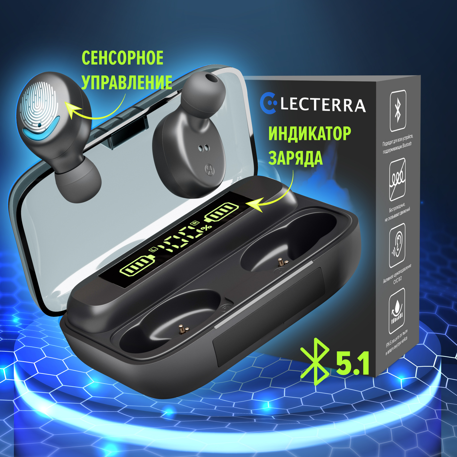 Беспроводные наушники Electerra Black Anthracite спортивные