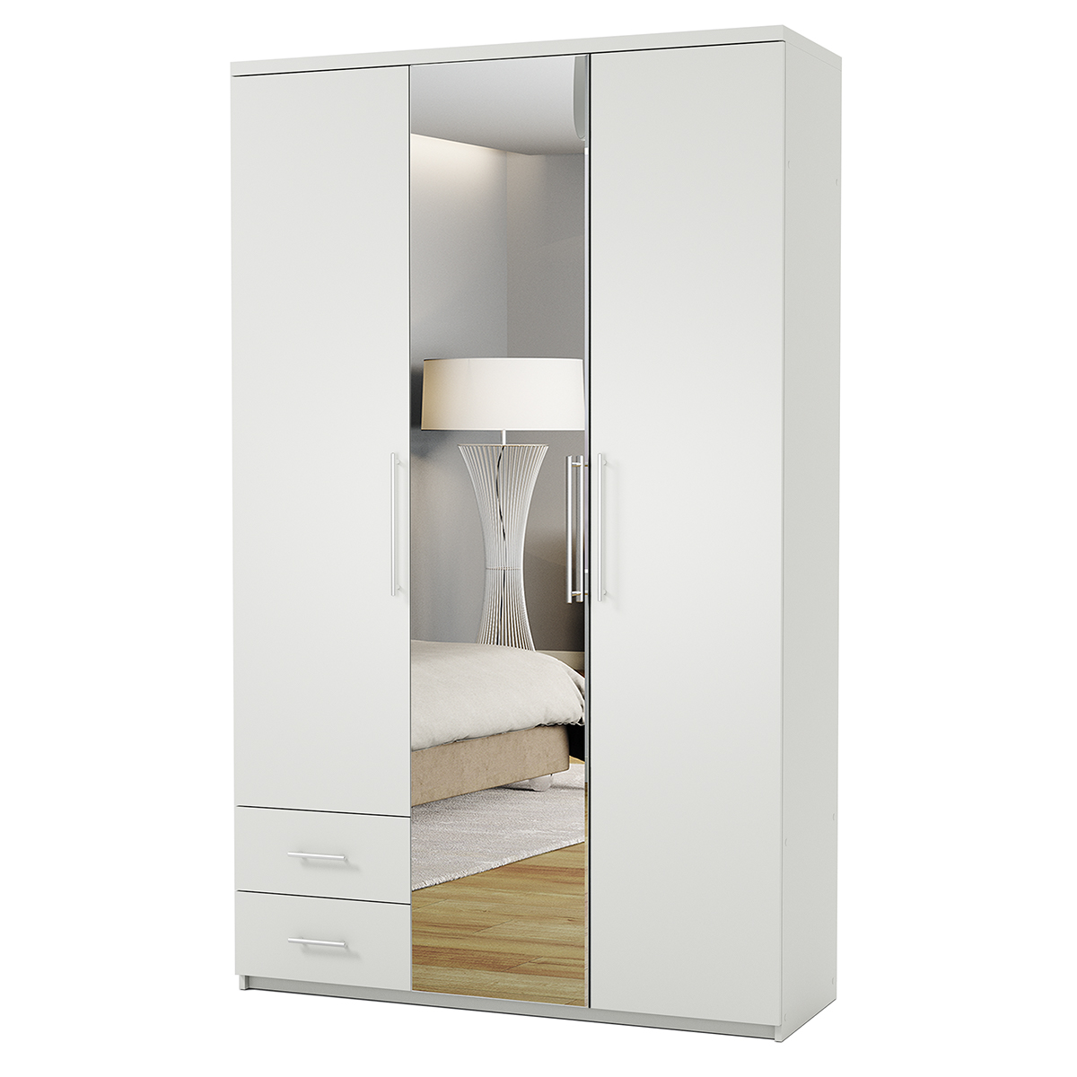 Шкаф трехдверный с зеркалом Шарм-Дизайн Комфорт МКЯ-32/1 90х45 белый