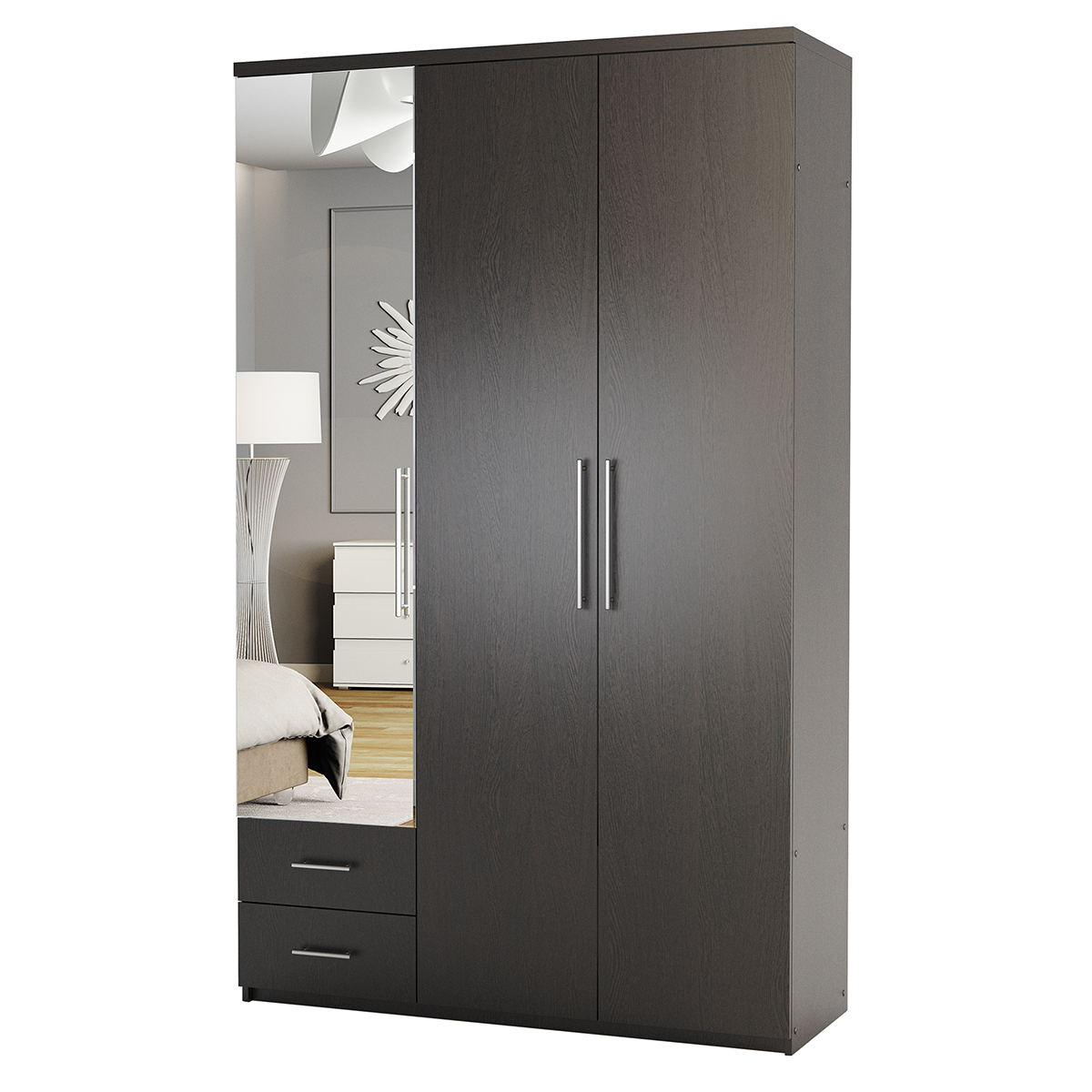 Шкаф трехдверный Шарм-Дизайн Комфорт МКЯ-32/1 165х60 с зеркалом венге