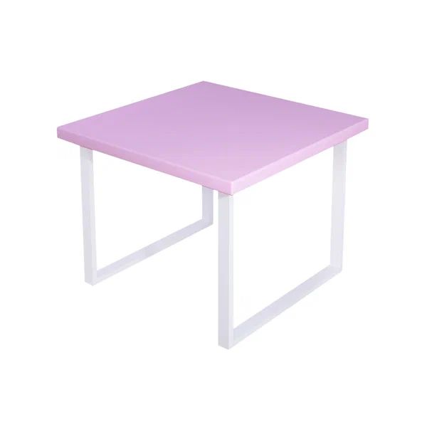 журнальный стол Solarius Loft металл-дерево 60х60х50, розовый с белыми ножками