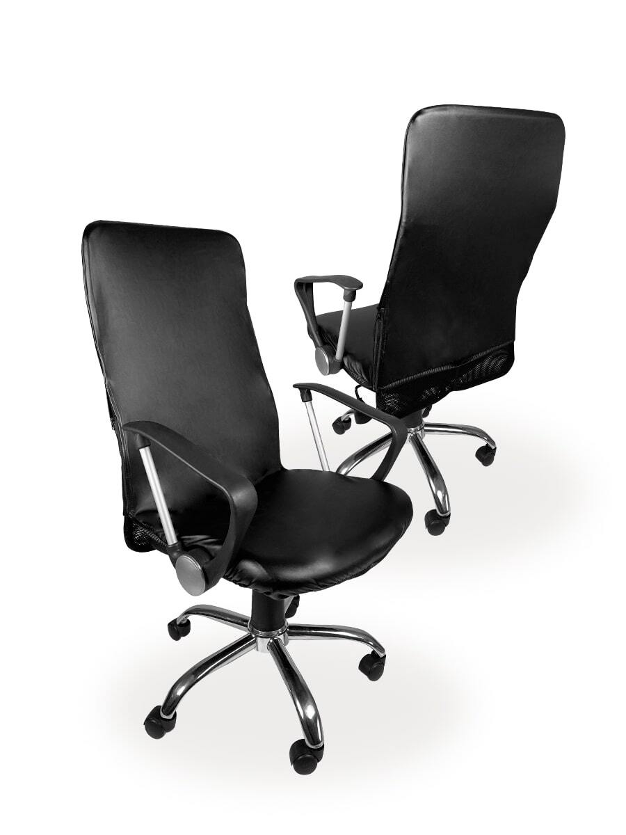 Чехол на мебель для компьютерного кресла ГЕЛЕОС 536М, размер М, кожа, черный