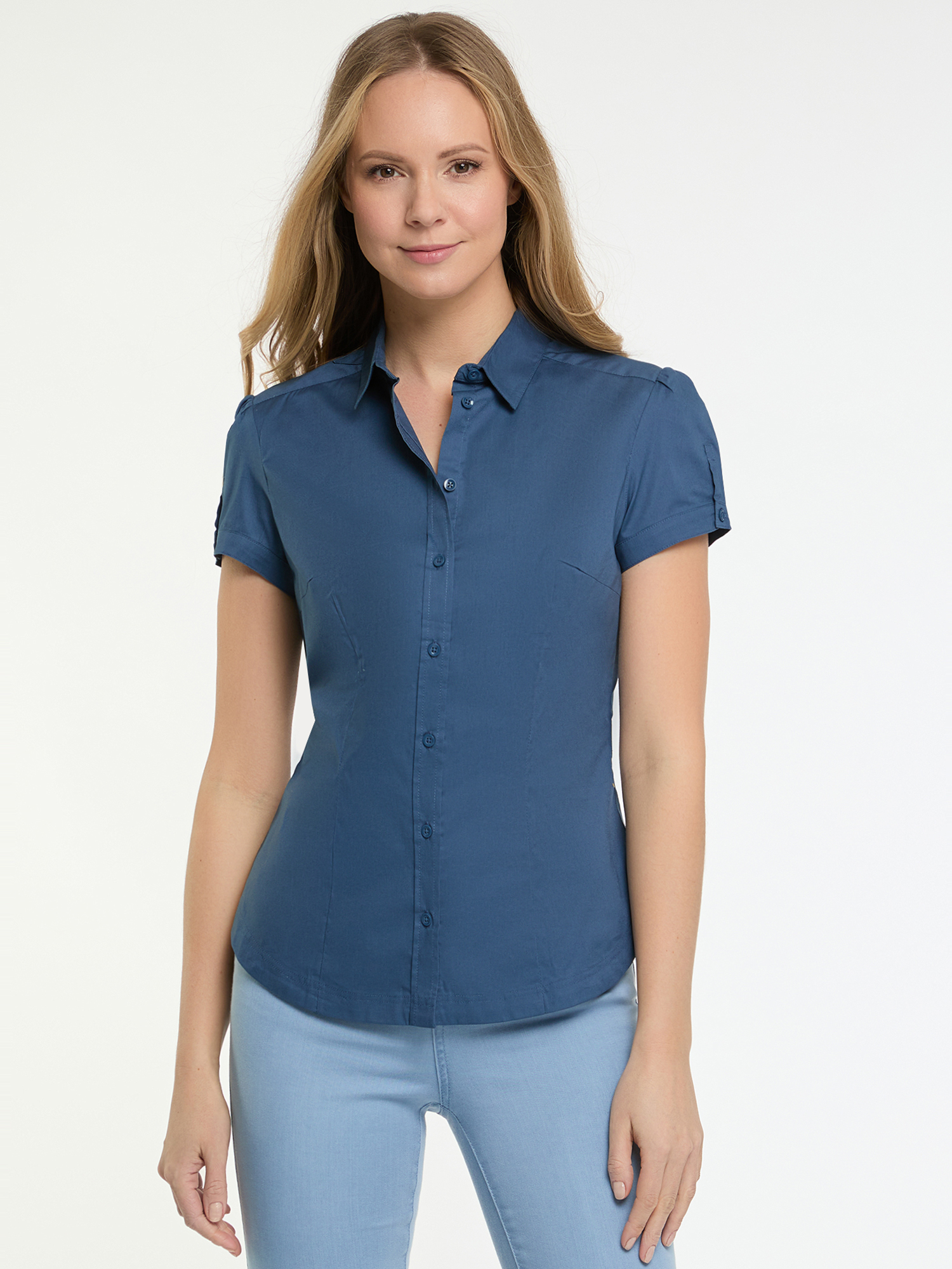 Рубашка женская oodji 13K01004-1B синяя 36 EU