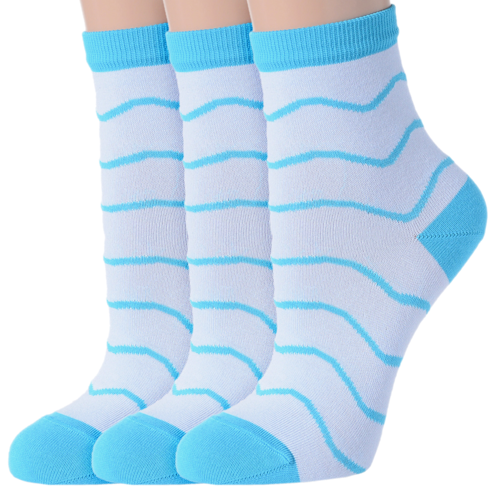 Комплект носков женских LorenzLine 3-Д115 голубых; белых 25