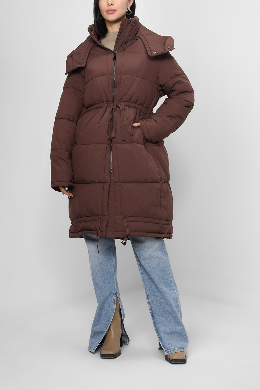 Пальто женское Belucci BL22106201CD-010 коричневое 46 RU