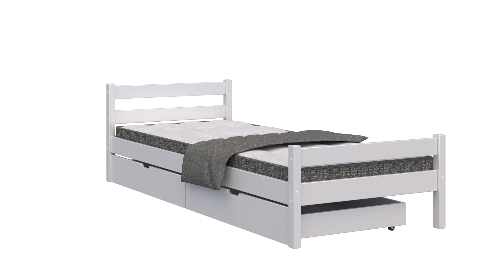 Кровать односпальная Mi-Gusta Elias, 200х90 см, из массива берёзы, белая