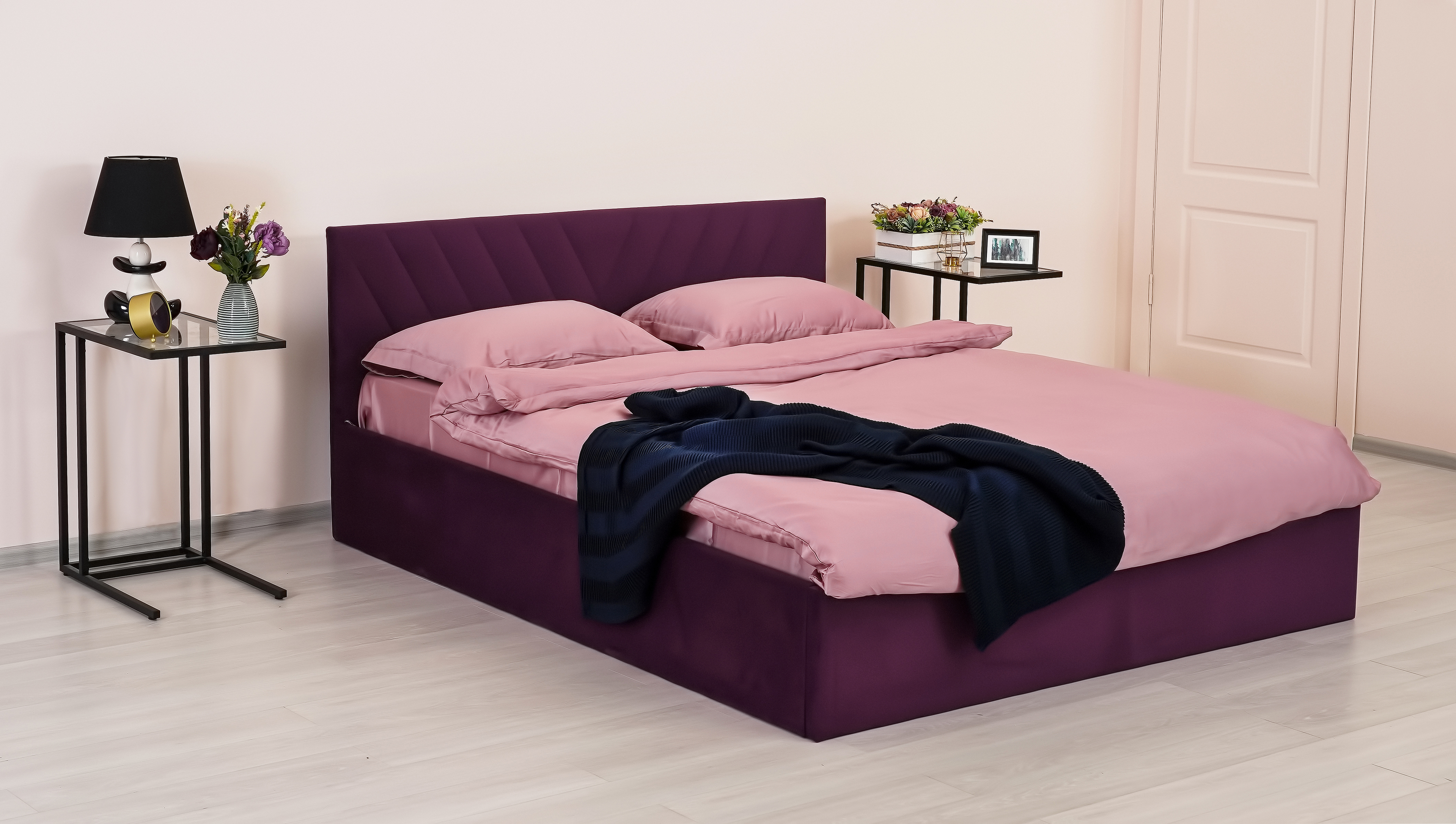 Двуспальная кровать ARMOS без ПМ Grace Велюр Vip 7 фиолетовый 160х200