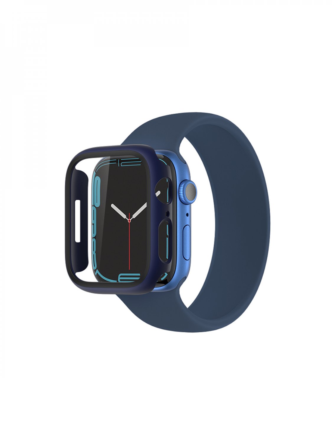 Защитное стекло для Apple Watch 45mm Amazingthing Marsix Dark Blue с бампером