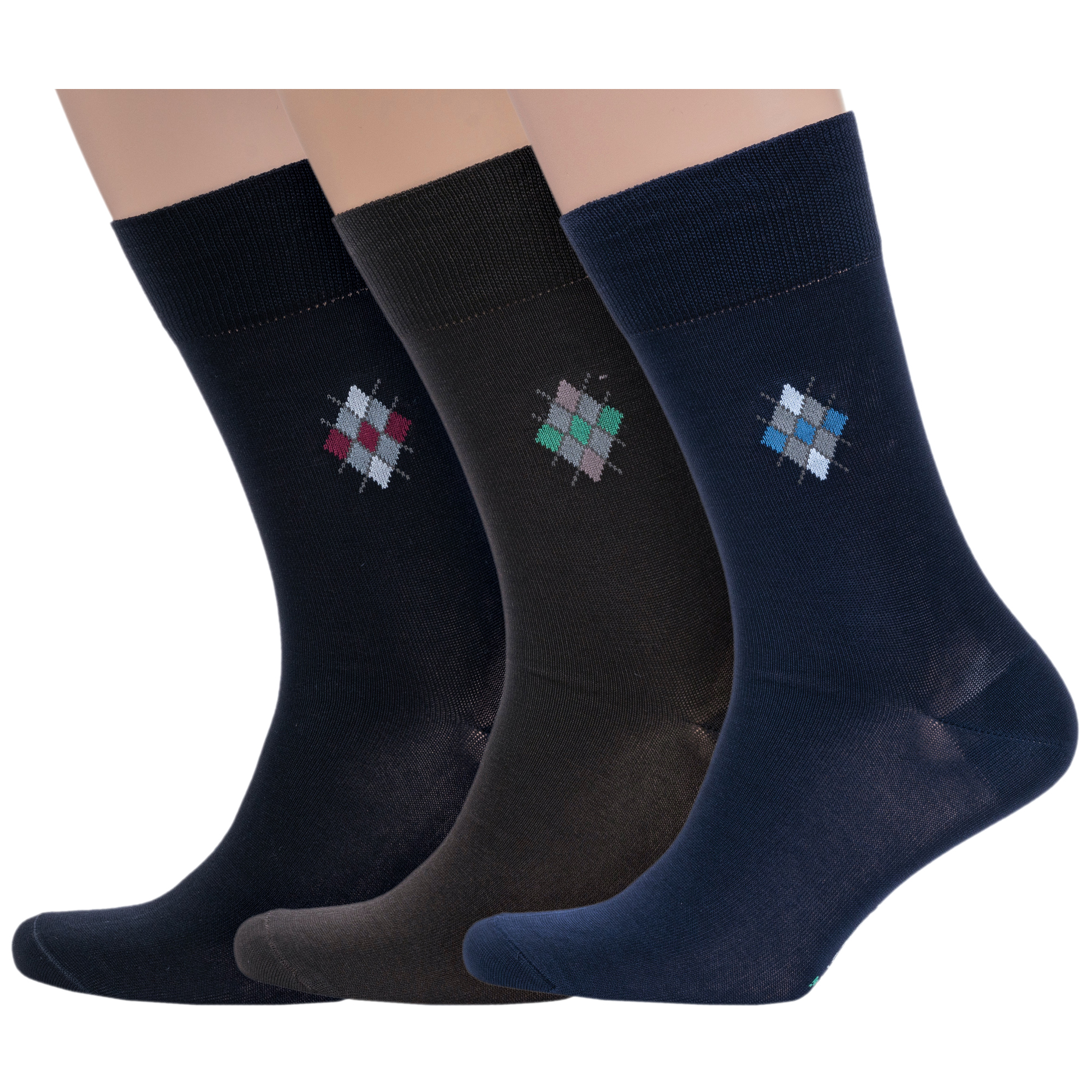 Комплект носков мужских Grinston socks 3-15D4 разноцветных 25