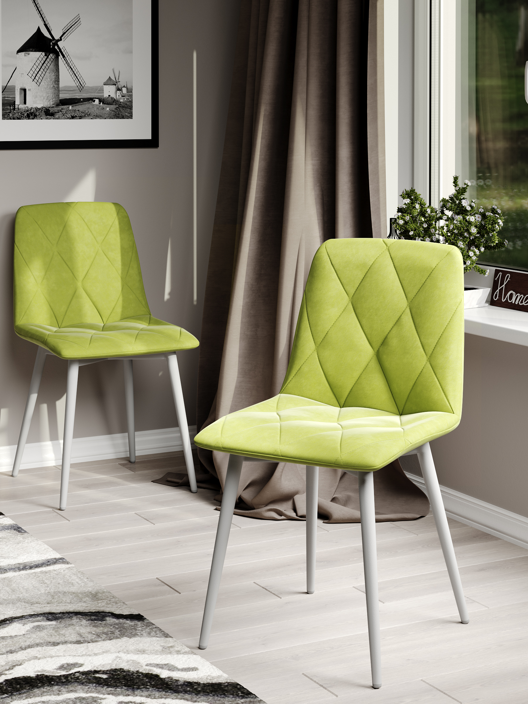 Комплект стульев для кухни DecoLine Ричи 2шт., белый/лайм