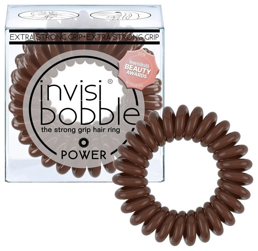 Резинка-браслет для волос Invisibobble Power Pretzel Brown, с подвесом, Коричневый