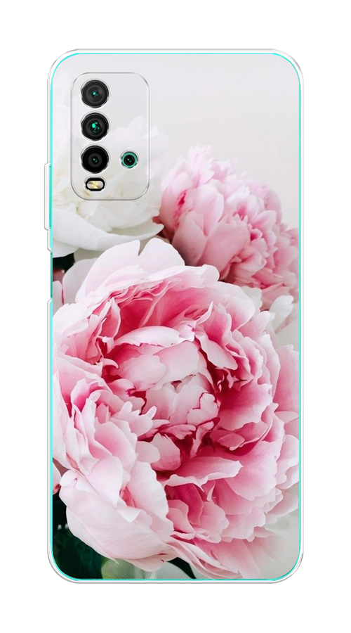 Чехол на Xiaomi Redmi 9T "Розовые и белые пионы"