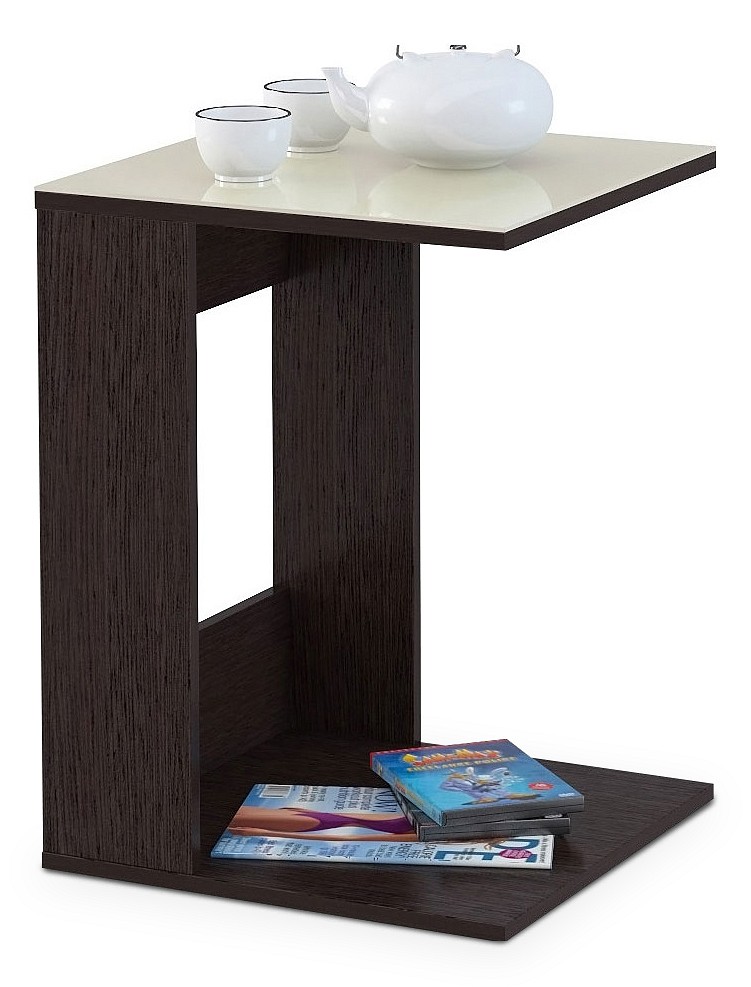 Журнальный столик Мебелик BeautyStyle 3 1058 45х45х61,5 см, венге/стекло бежевое