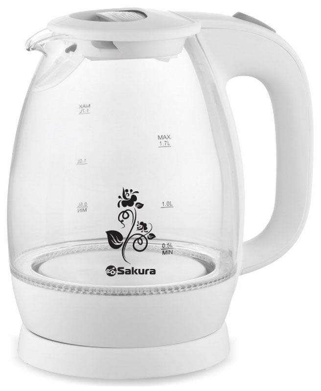 Чайник электрический SAKURA SA-2715W 1.7 л Transparent, White