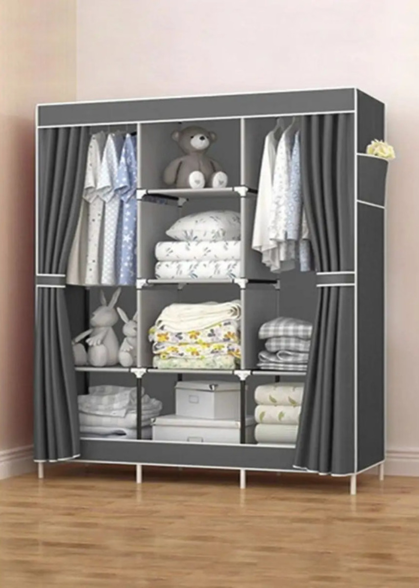 Складной шкаф каркасный Beautiful House тканевый для хранения одежды и обуви, серый
