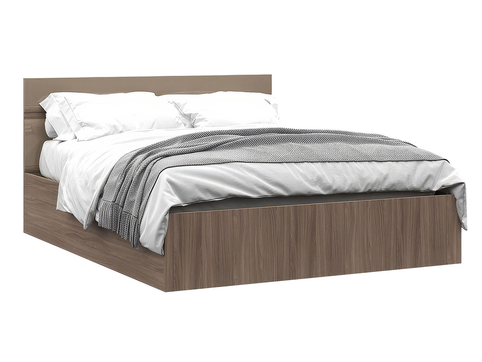 Двуспальная кровать Стендмебель Вегас Шимо темный / Кофе, глянец 160х200 см