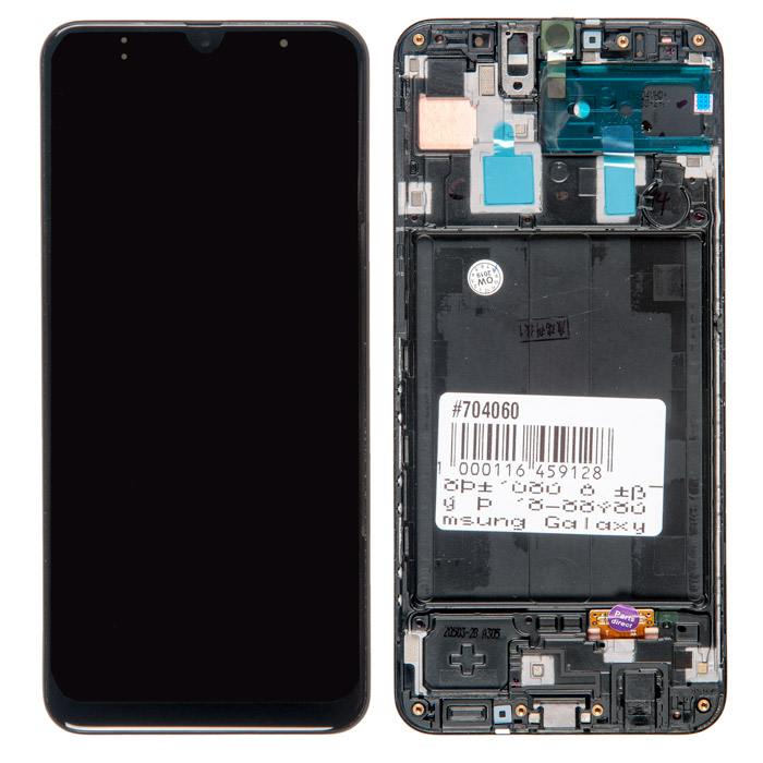 Дисплей с тачскрином и передней панелью для Samsung Galaxy A30 Super Amoled, чёрный