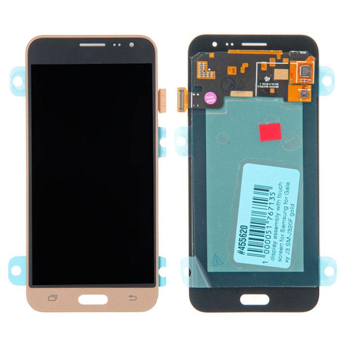 Дисплей в сборе с тачскрином для Samsung Galaxy J3 (SM-J320F) золотой (2016) AMOLED