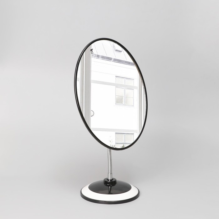 Зеркало Queen fair настольное, на гибкой ножке, 14,5x20,2 см, чёрный/белый