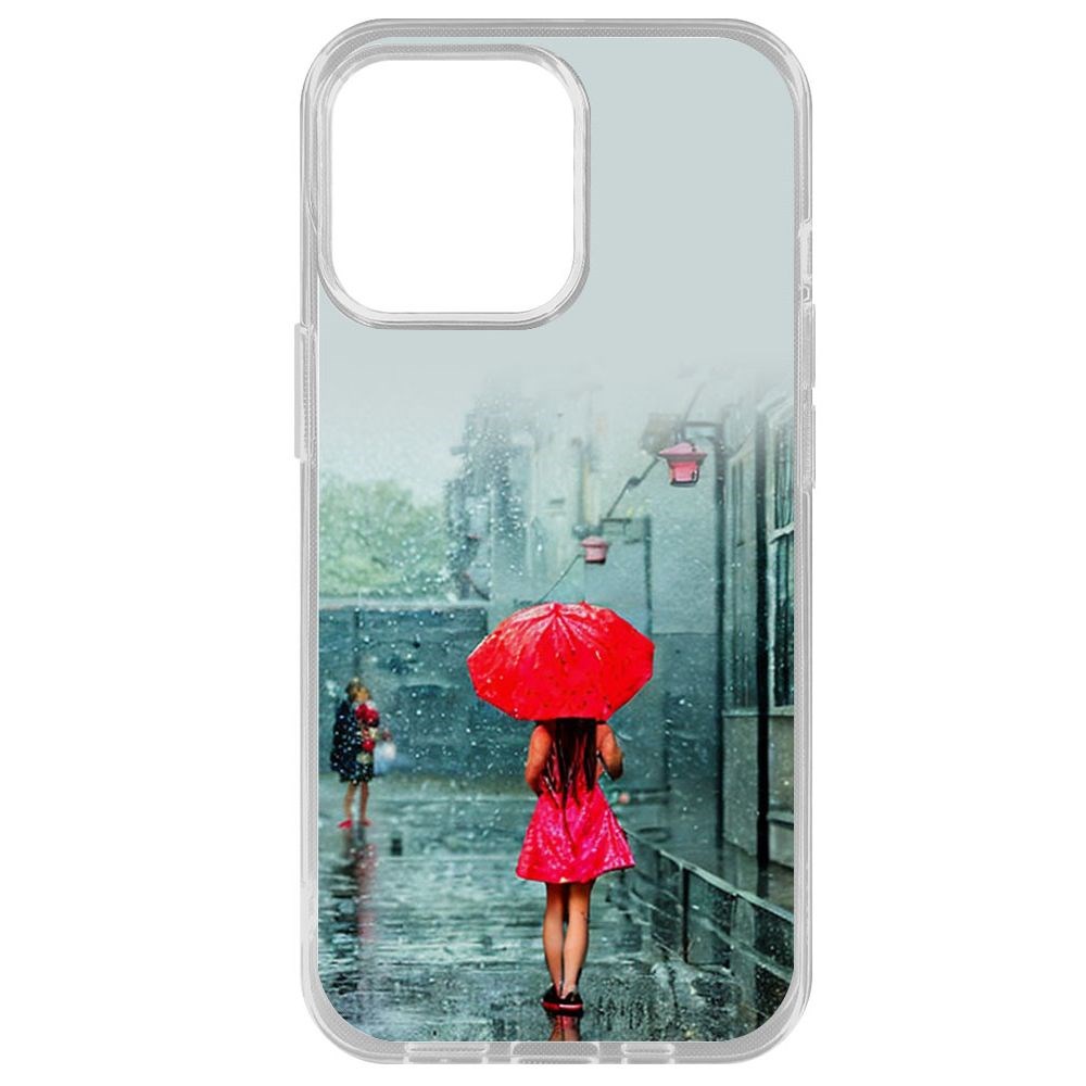Чехол-накладка Krutoff Clear Case Красный зонтик для iPhone 14 Pro Max