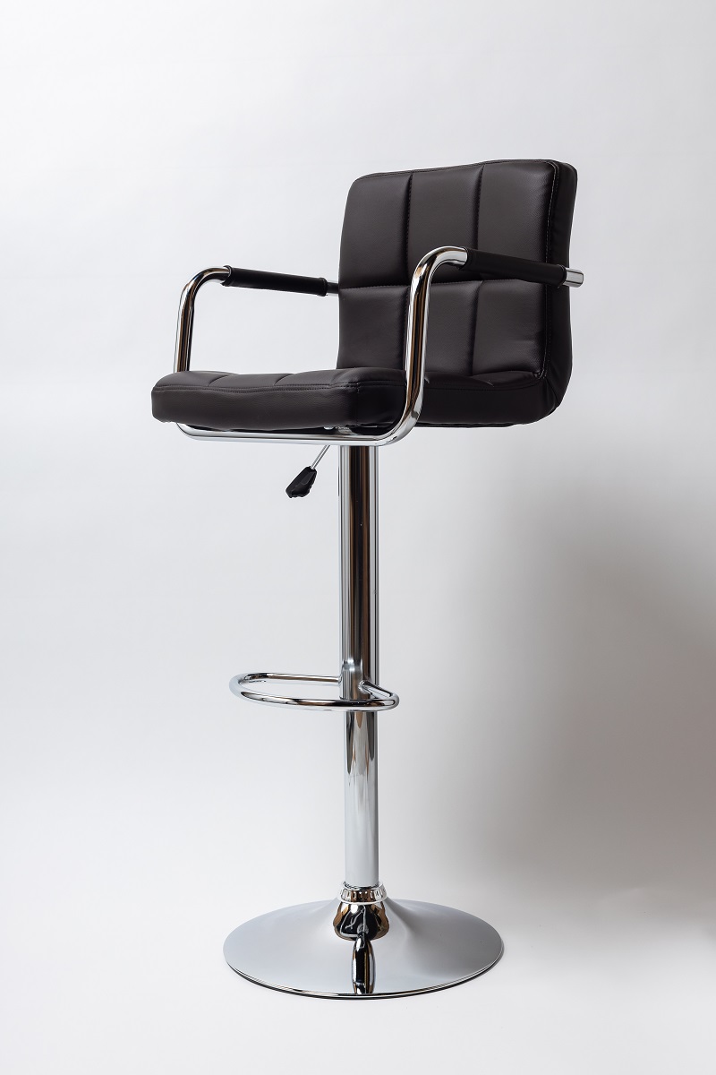 Барный стул La Room BN-1013,темно-коричневый, хром/темно-коричневый