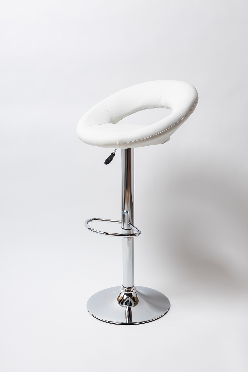 Барный стул La Room BN-1009-1, белый, хром/белый
