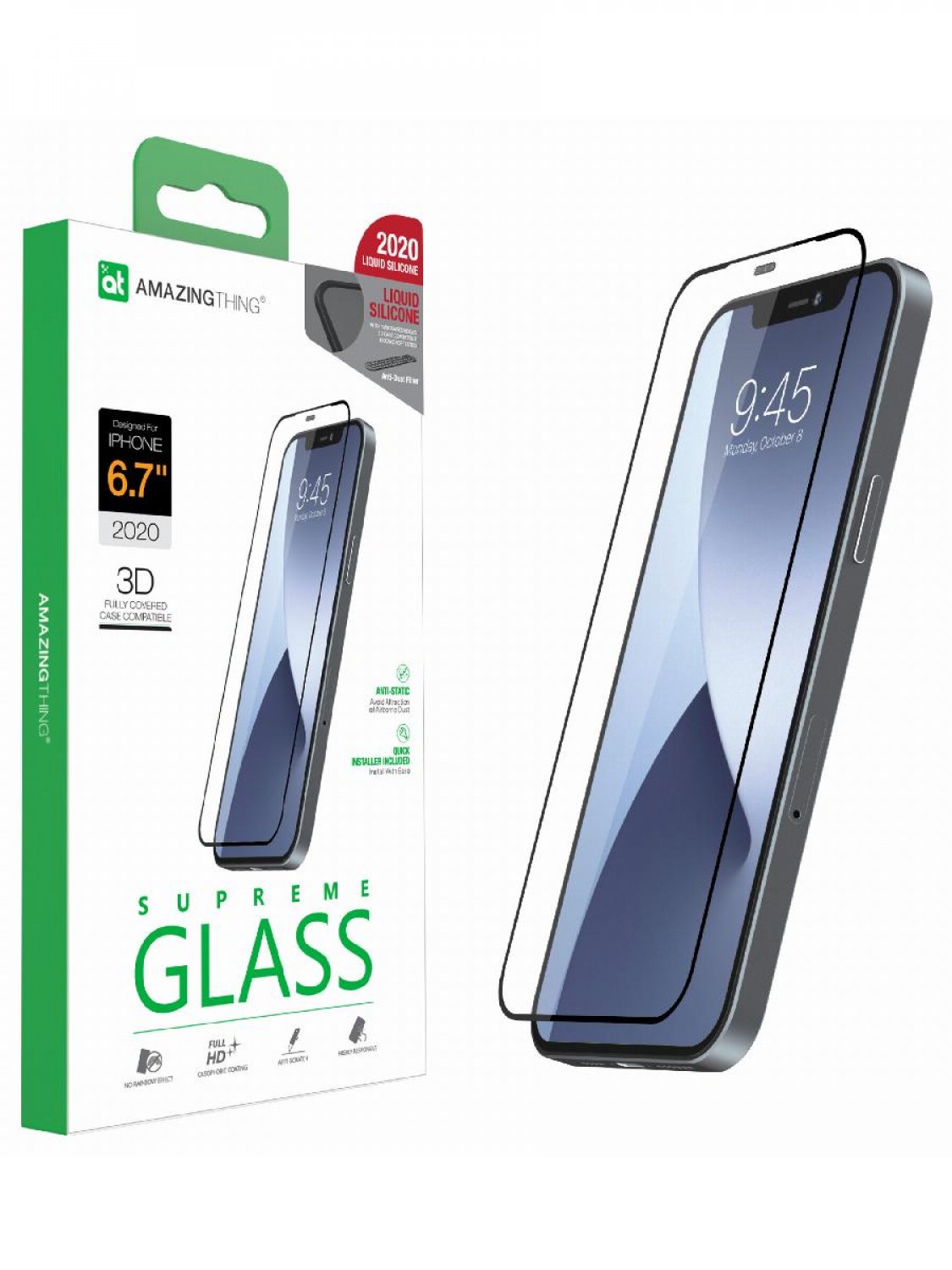 Защитное стекло для Apple iPhone 12 Pro Max Amazingthing Liquid Silicone 3D Black 0.33mm