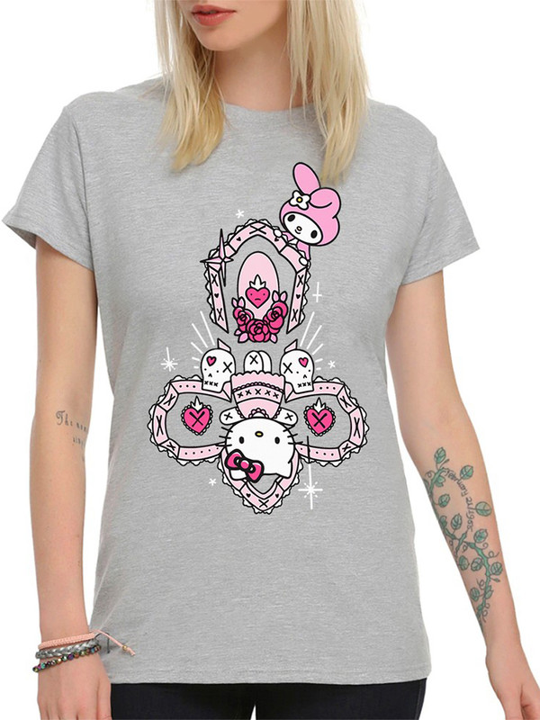 Футболка женская DreamShirts Studio Hello Kitty / Хеллоу Китти / Аниме серая XS
