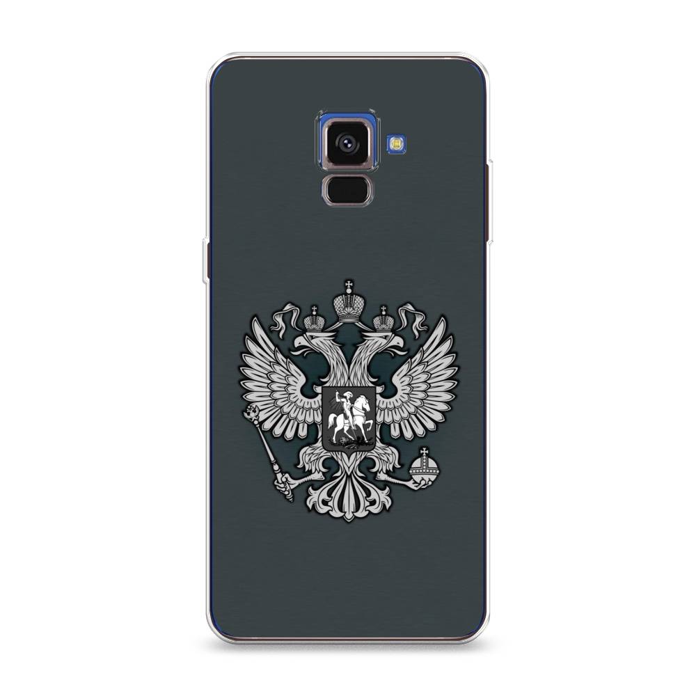 Чехол Awog  на Samsung Galaxy A8 2018 "Герб России серый"