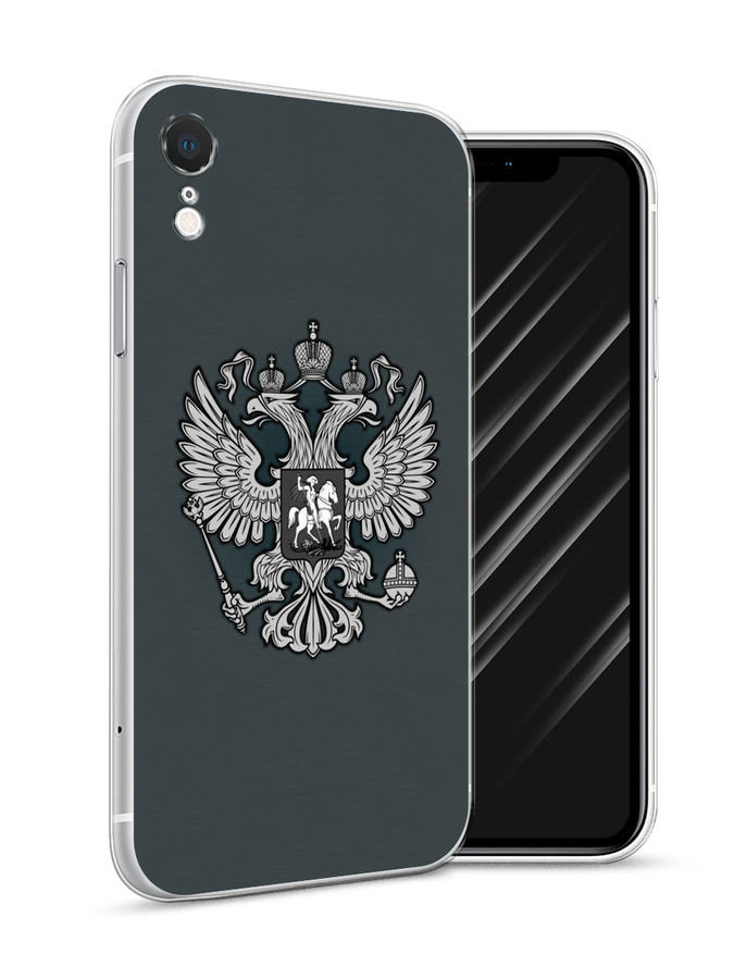 Чехол Awog на Apple iPhone XR (10R) / Айфон XR (10R) "Герб России серый"
