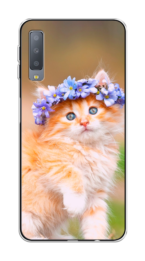 Чехол Awog  на Samsung Galaxy A7 2018 "Рыжий кот в венке"
