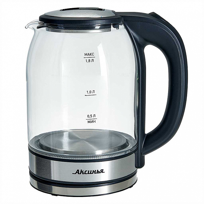 Чайник электрический Аксинья КС-1005 1.8 л Silver, Transparent, Black