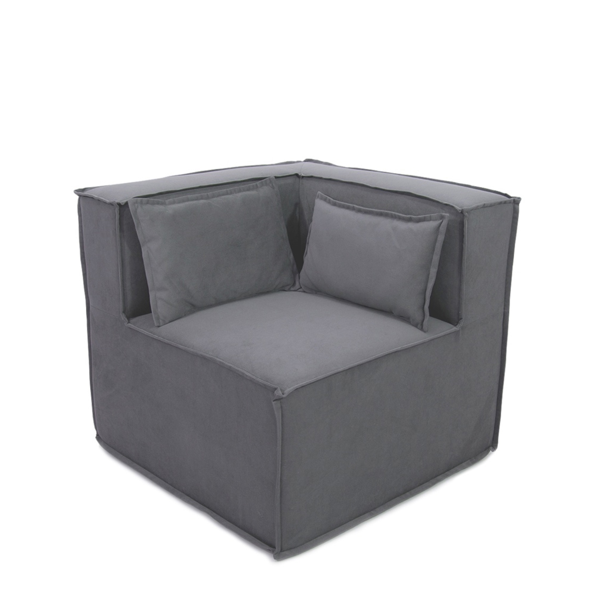 Кресло угловое диван модульный FREEFORM КВАДРО поролон велюр. Серый