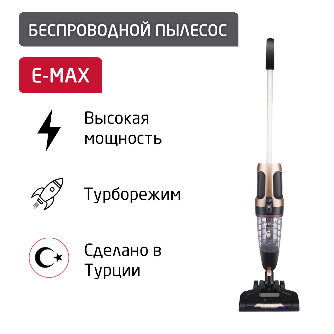 Вертикальный пылесос ARNICA E-MAX Brown, Black