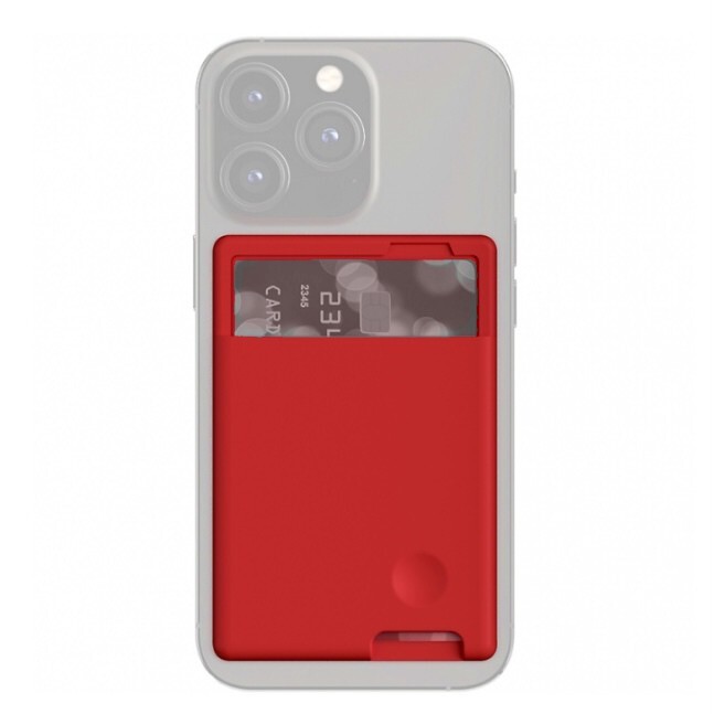 Картхолдер чехол бумажник силиконовый самоклеящийся кошелек для карт для телефона красный