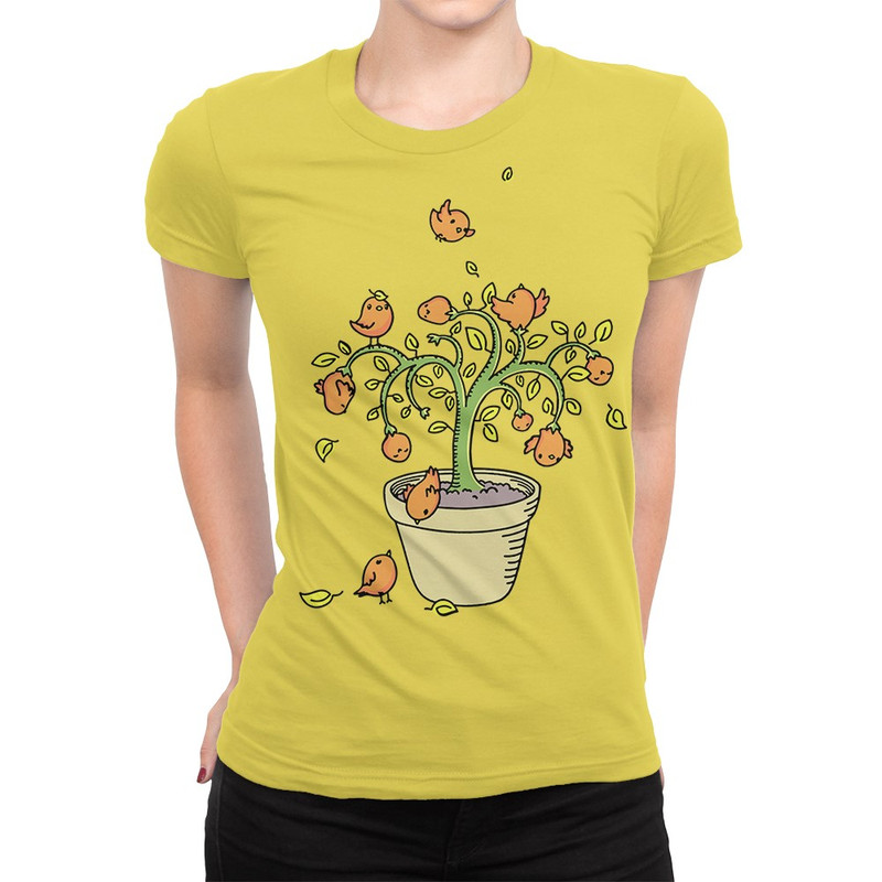 Футболка женская Dream Shirts Растение с птичками желтая XS
