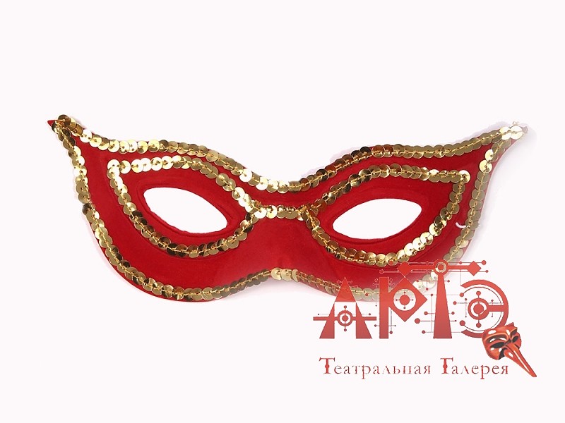 Полумаска "Бабочка с паеточной тесьмой" (Цв: Красный )