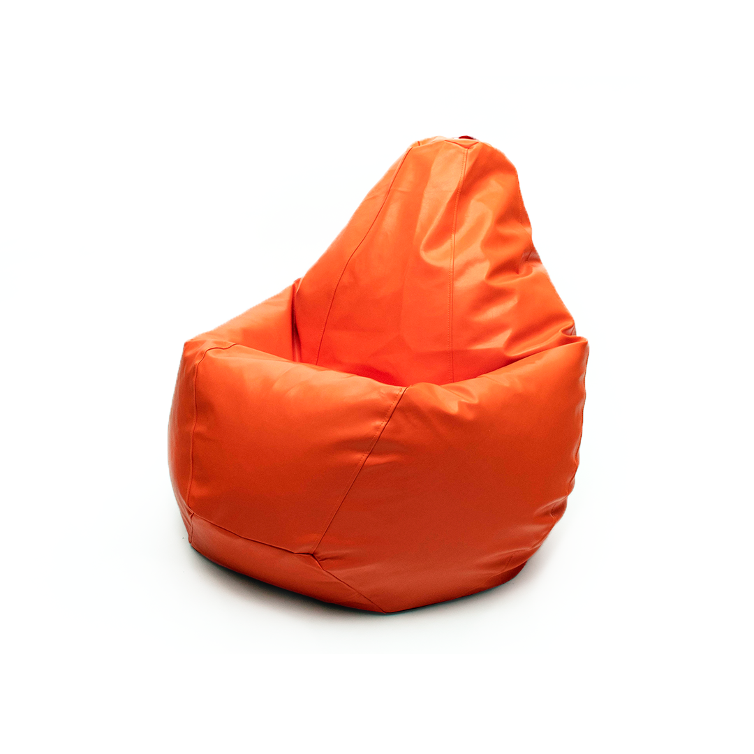 Кресло мешок WowPuff ГРУША экокожа большое 135 см, оранжевый