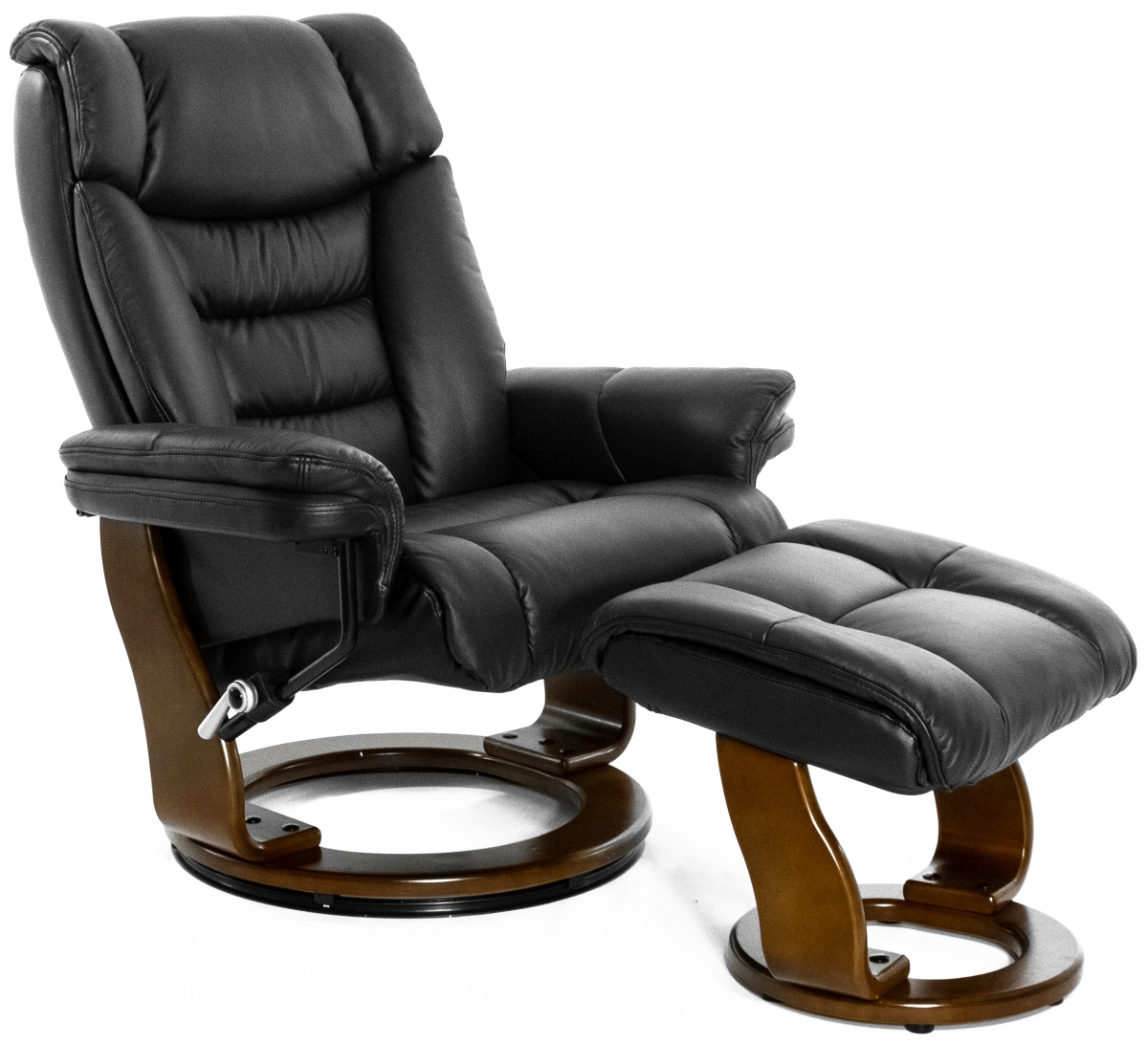 Кресло реклайнер механическое Relax Zuel 7582W / черное/ кожа