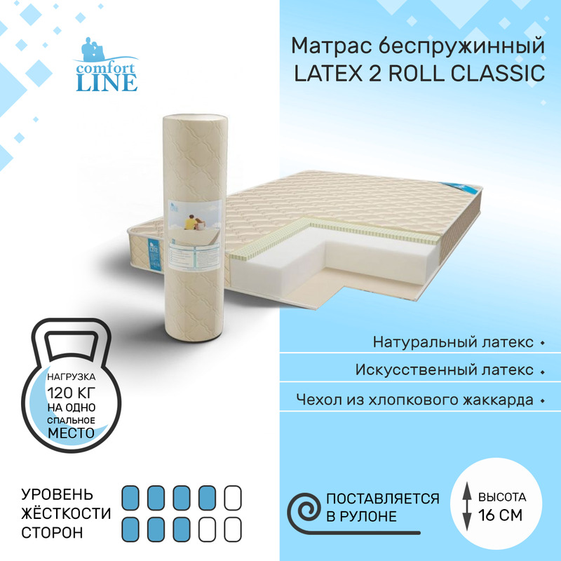 Матрас беспружинный Comfort Line latex 2 Roll Classic 80х195, высота 16 см