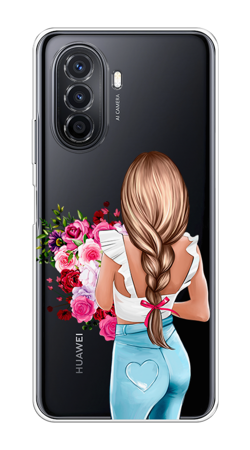 Чехол на Huawei Nova Y70 "Девушка с цветами"