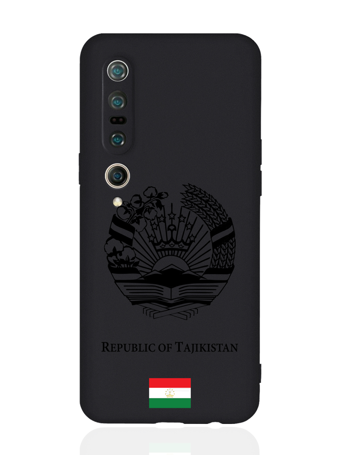 Чехол SignumCase для Xiaomi Mi 10 Pro Черный лаковый Герб Таджикистана черный