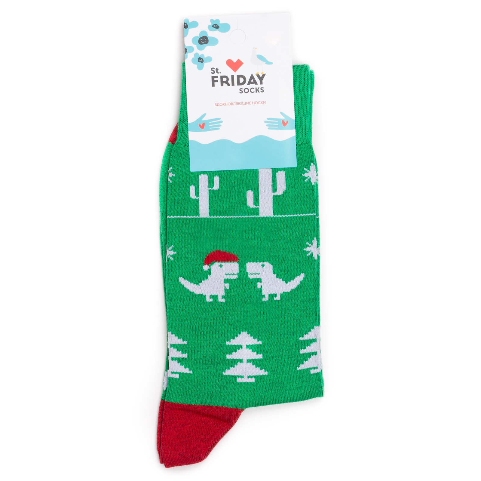 Носки St. Friday Socks Dino Santa зеленые 38-41
