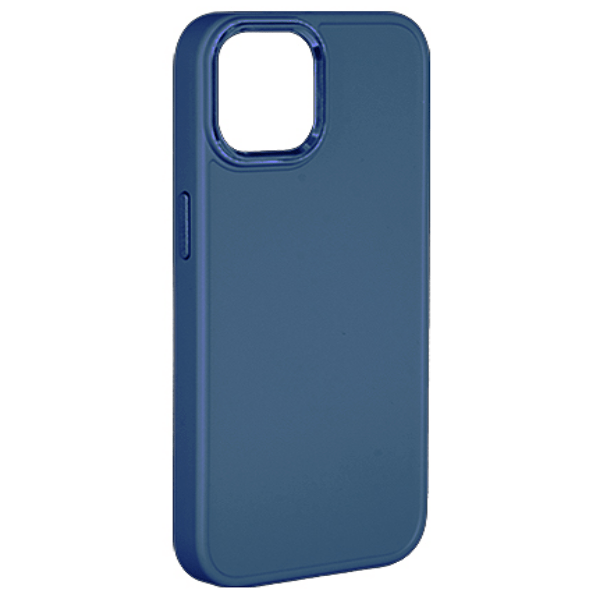 Чехол iPhone 14 матовый с цветной камерой, синий