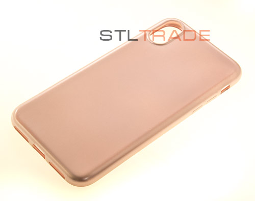 Силиконовый чехол TPU Case Металлик для iPhone X розовый