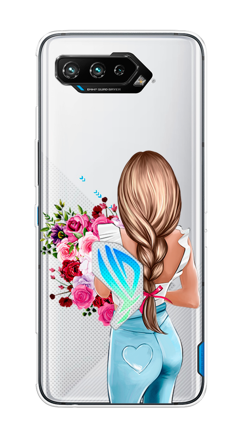 Чехол на Asus Rog Phone 5/5s "Девушка с цветами"