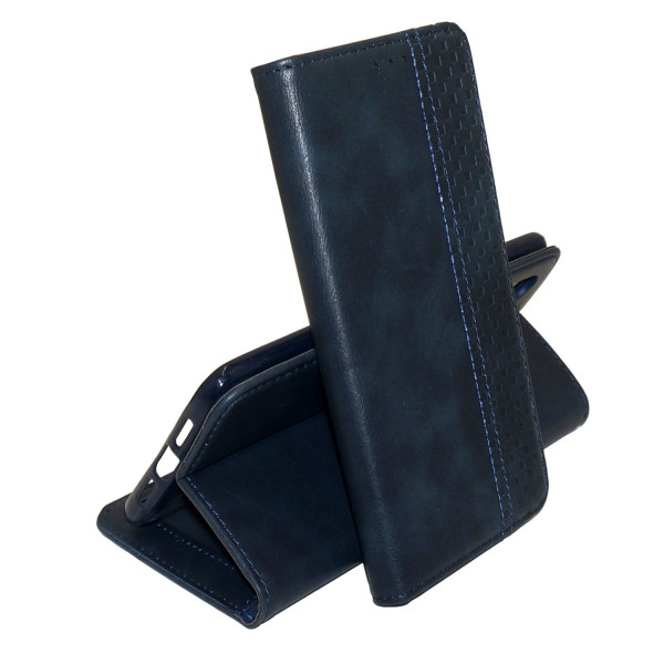 Кожаный чехол книжка Business Wallet с визитницей для Xiaomi Poco X3 (Темно-синий)